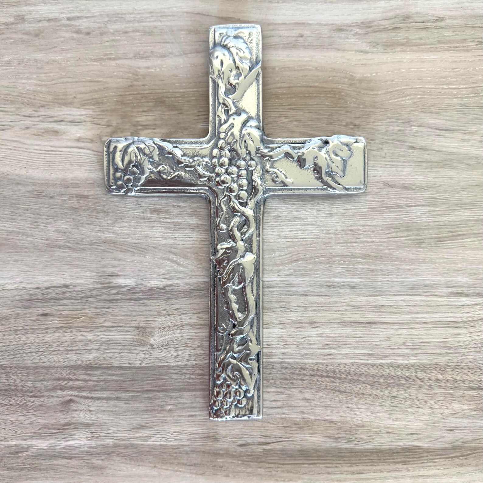Vintage Silver Metal Wall Cross: Grape Vine Christian Decor - Etsy