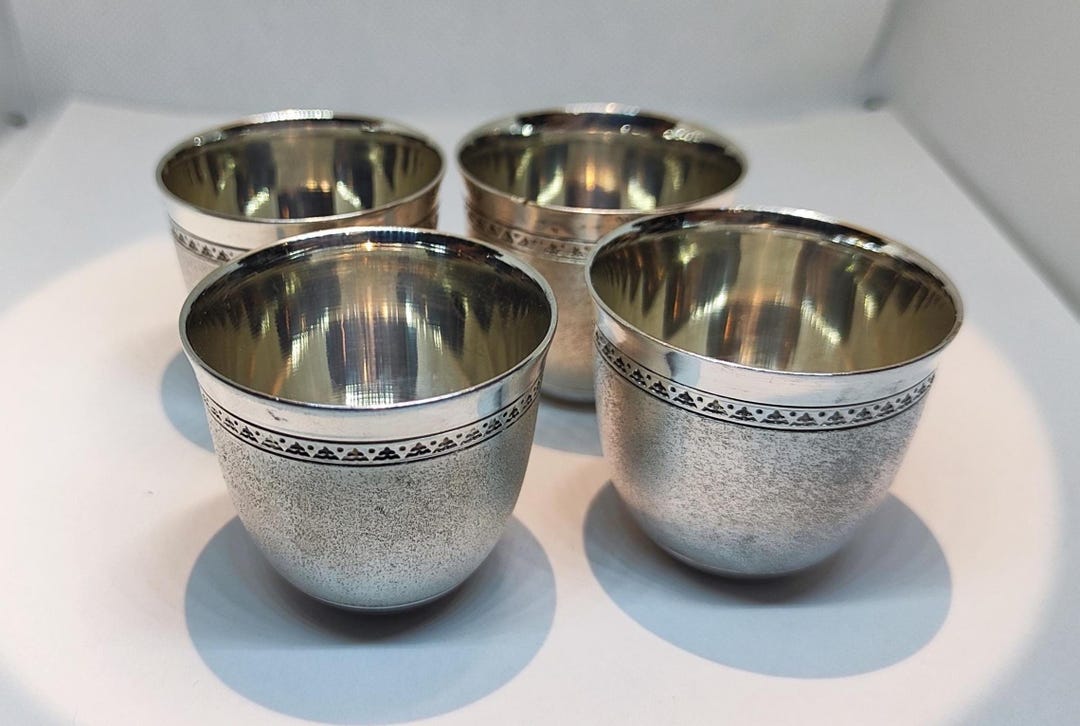 Vintage Folding Melchior Set of 4 Bowls, Old Set of 4 Bowls With Silver ...