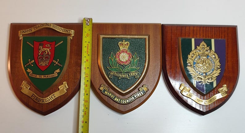 Vintage Wooden Wall Plaque Shields – Military & City Department Emblems ...