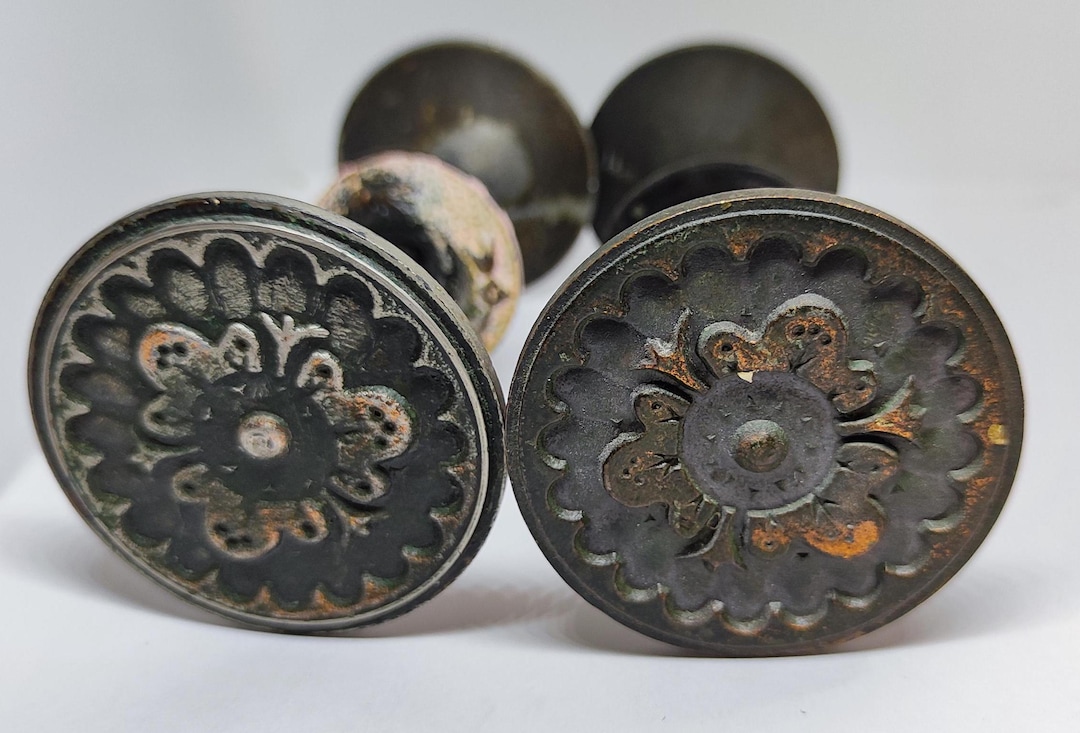 Vintage Round Brass Door Handles, Brass Door Knobs, Soviet Round Two-sided Door Handle, Retro ...