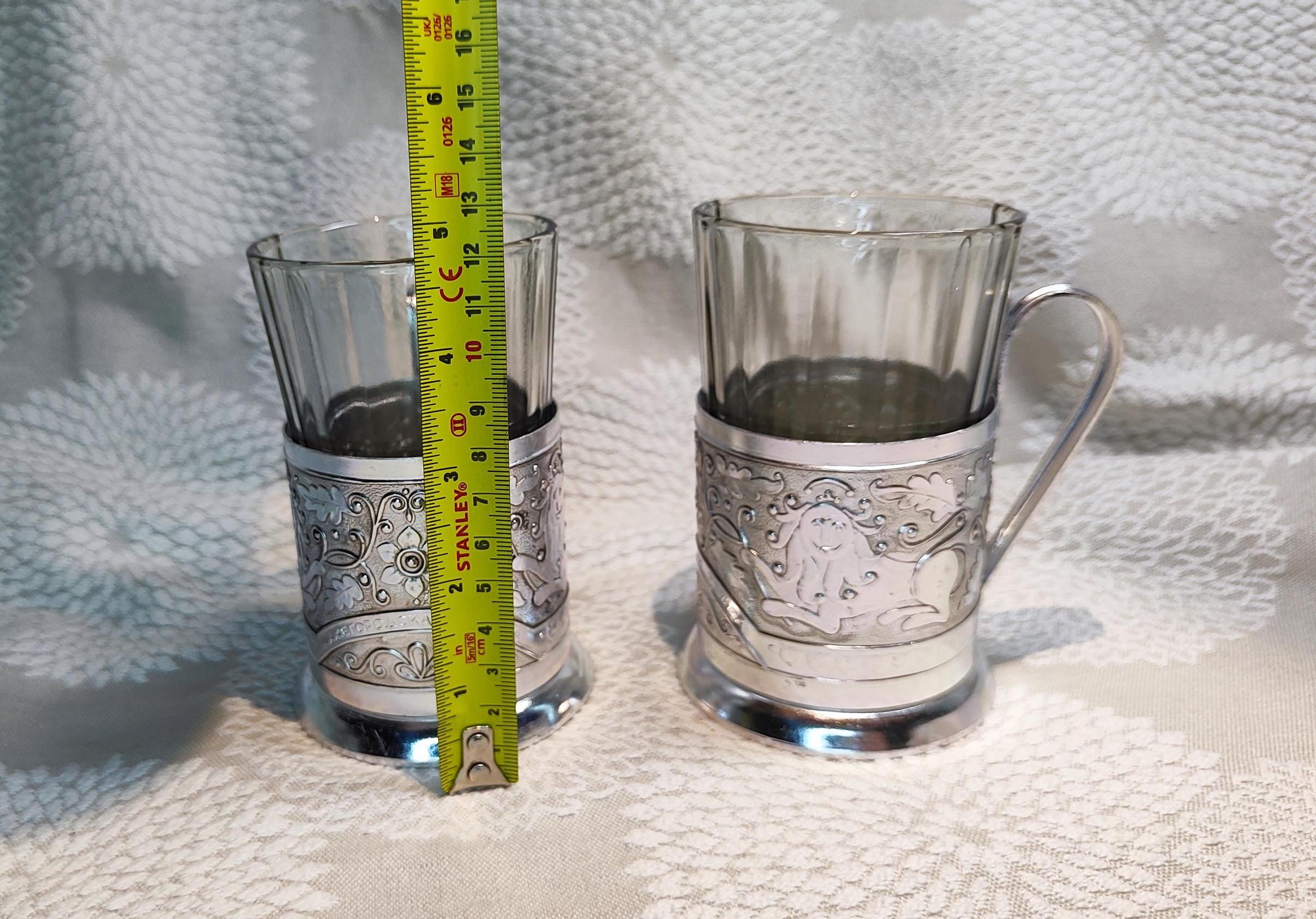 Soviet Vintage Tea Glasses in a Glass Holder Made in USSR in 1980s ...