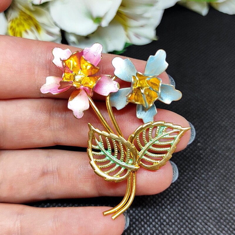 Enamel Flower Brooch - Etsy