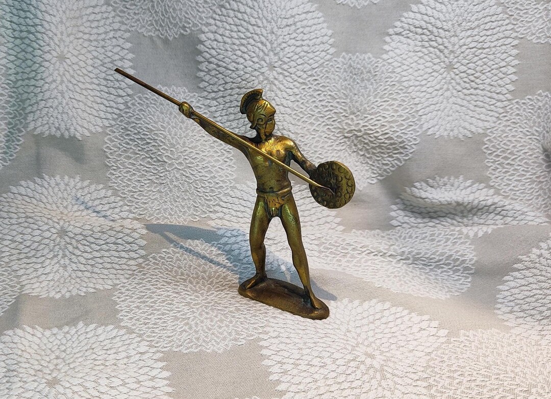 Vintage Antique Spartan Gladiator Warrior With Spear Brass, Leonidas ...