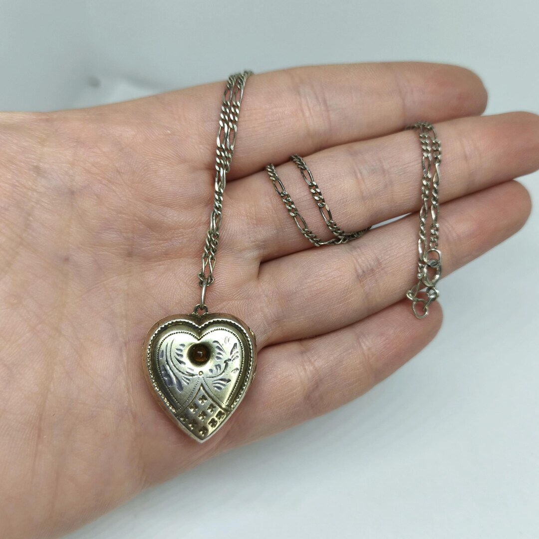 Vintage Soviet Silver Heart Locket Necklace 875 USSR Stalin Head ...