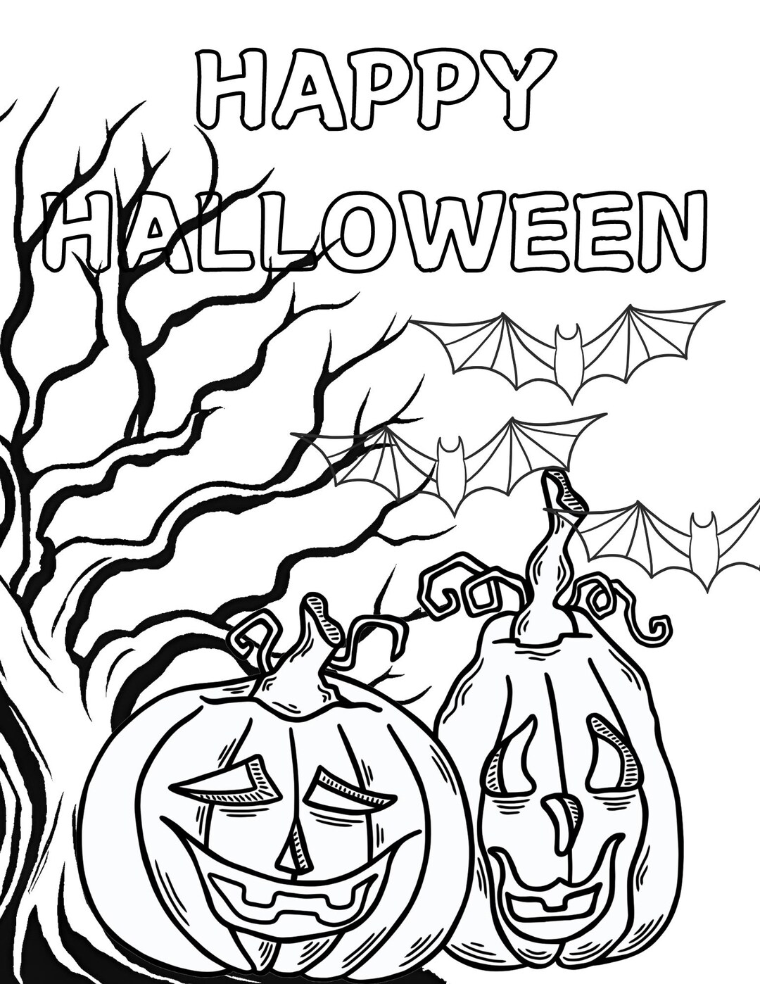 Happy Halloween Coloring Sheet - Etsy
