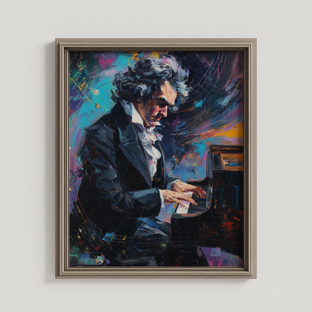 Beethoven Piano Portrait: Abstract Vintage Oil Painting Texture ...
