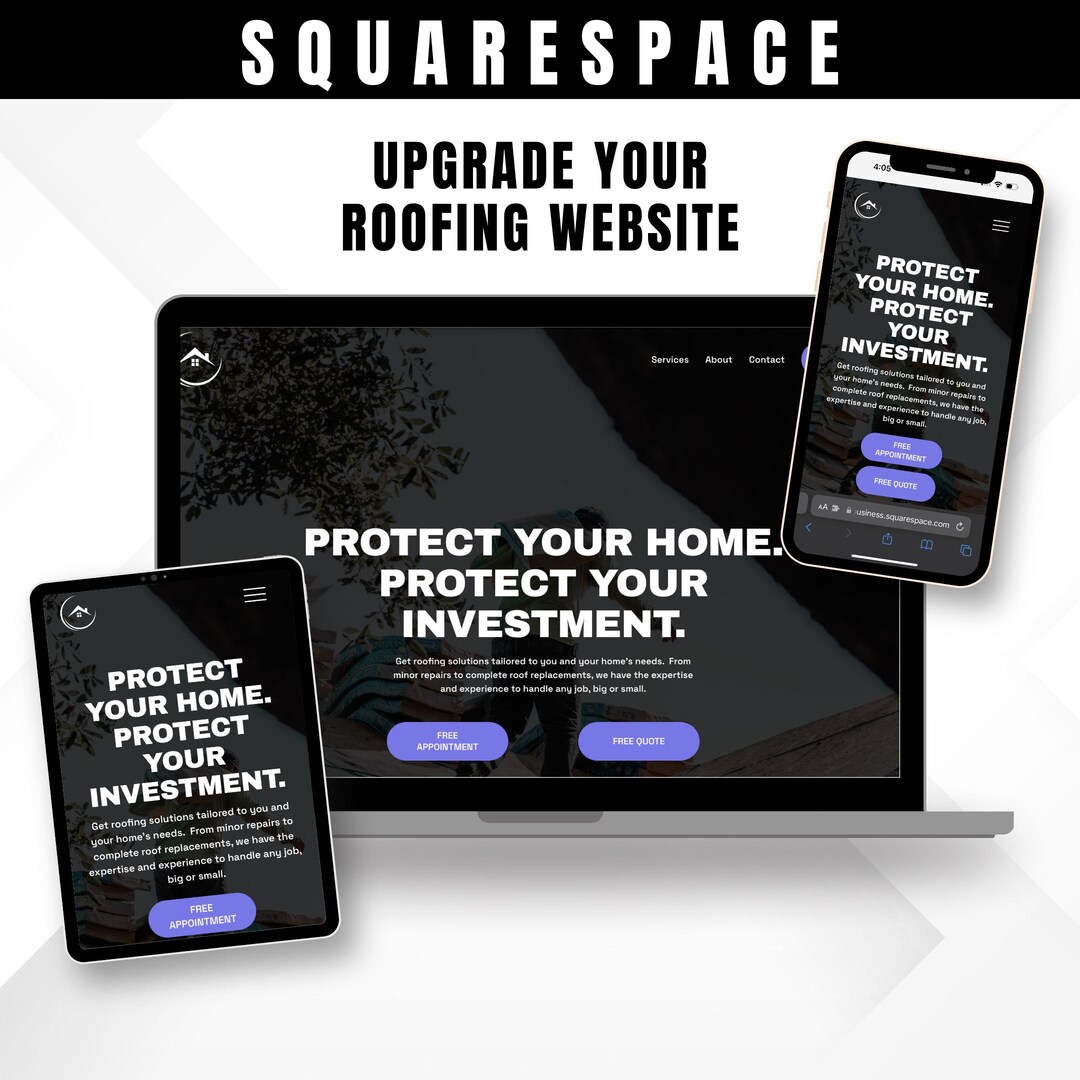 Squarespace Template for Roofing Website | Super Easy Editing - Etsy