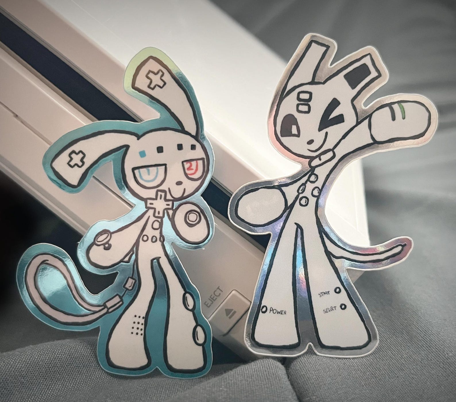 Cute Game Console Creature Stickers | Wii and DS Inspired Metallic ...