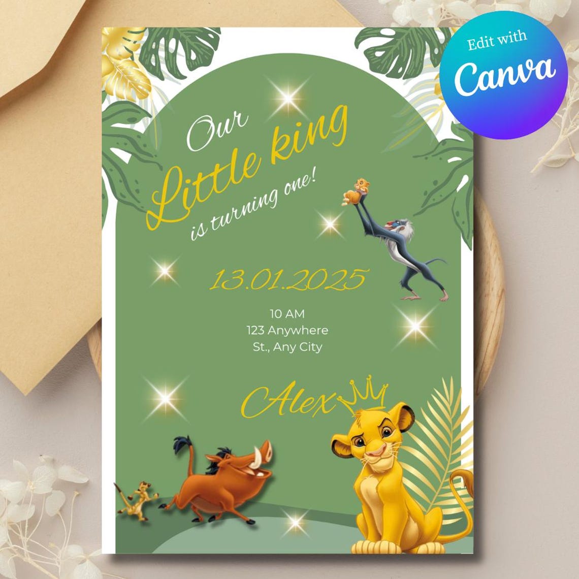 Lion King Birthday Invitations Card / the Lion King / Birthday ...