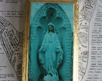 Praying Hands Virgin Mary Statue Graveyard Art Aqua | Etsy