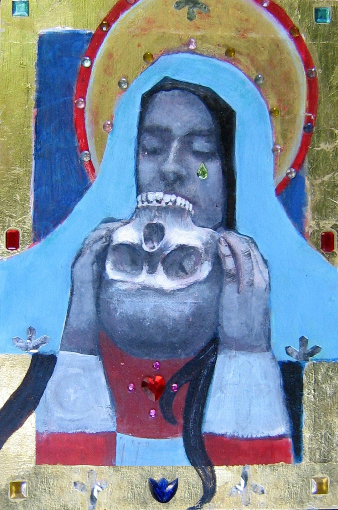 Fine Art Print, Unique Art, Religious, Saint, Skeleton, Skull, Halo ...