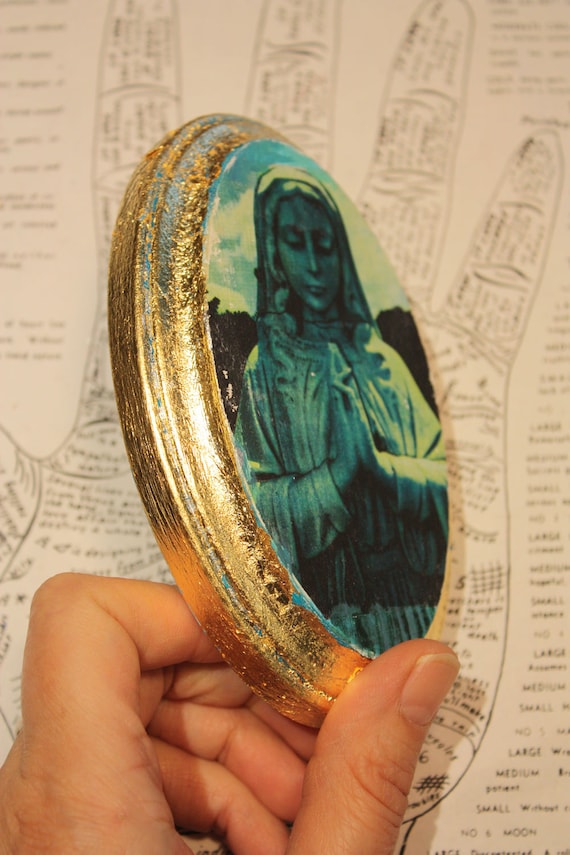 Praying Hands Virgin Mary Statue Graveyard Art Aqua | Etsy