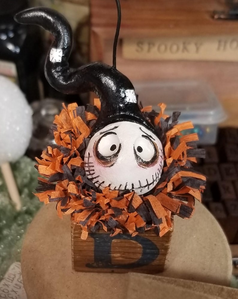 One Grimmy Reaper Block Head Halloween Feather Tree Ornament Made to ...