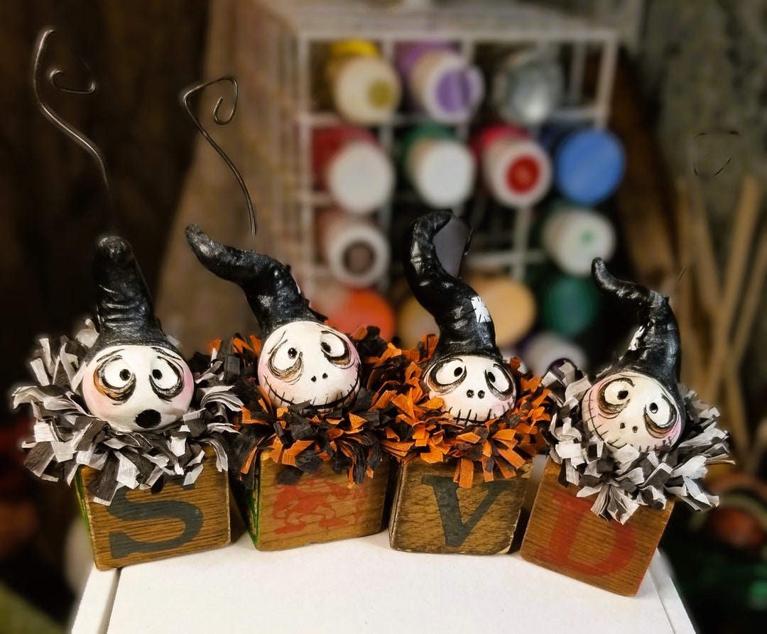 One Grimmy Reaper Block Head Halloween Feather Tree Ornament Made to ...