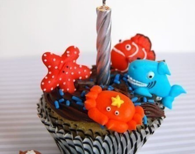 Large Sea Creatures Edible Royal Icing Cupcake Decorations 7 - Etsy