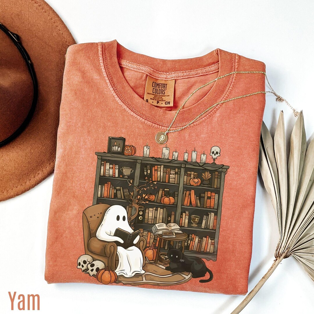 Comfort Colors© Ghost Book Reader Shirt,halloween Library Shirt ...