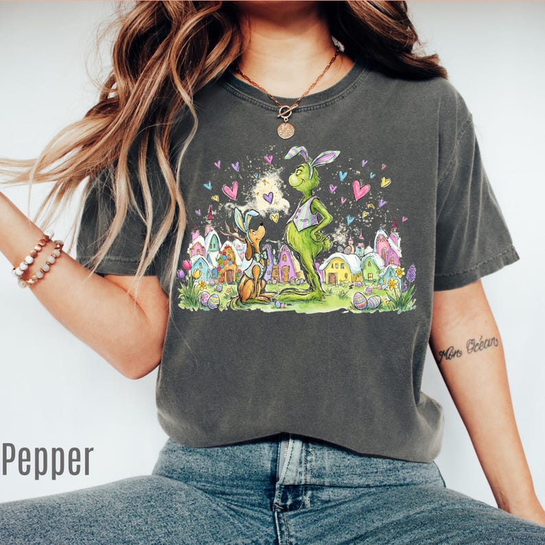 Easter Grinch Bunny Shirt, Cute Grinch & Max Easter Eggs Tee, Spring ...