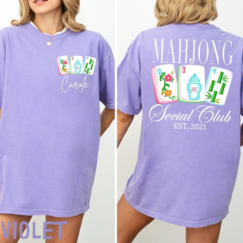 Comfort Colors®custom Mahjong Social Club Shirt for Mahjong Lover T ...