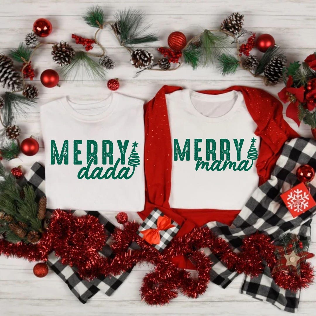 Merry Family Mama Dada Mini Shirts, Mommy and Me Christmas Shirts ...