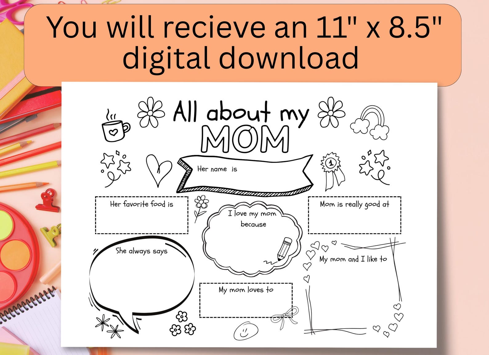 About My Mom Worksheet - Printable Coloring Activity Sheet for Kids ...