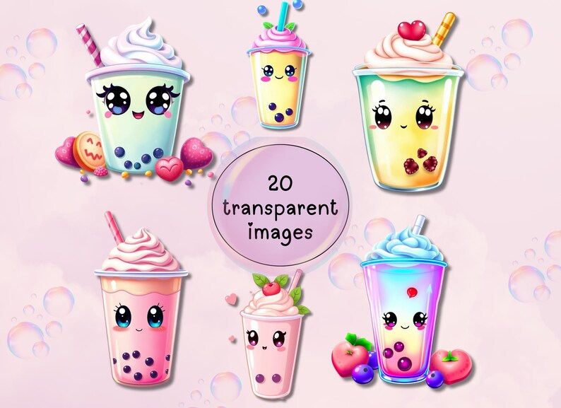 Kawaii Bubble Tea Clipart Set | Cute Bubble Tea Clip Art | Boba Tea ...