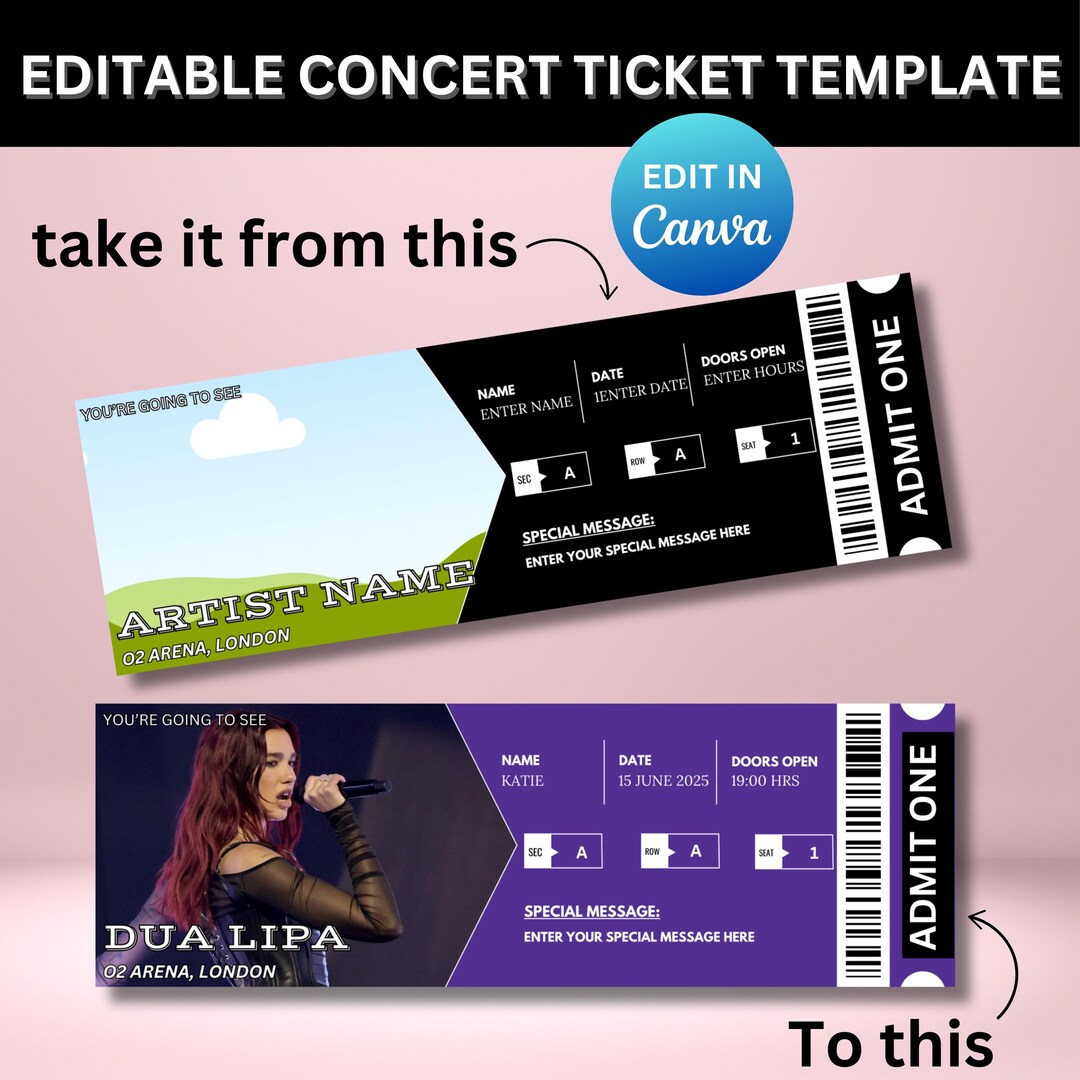 Custom Concert Ticket Template: Surprise Gift (canva Editable ...