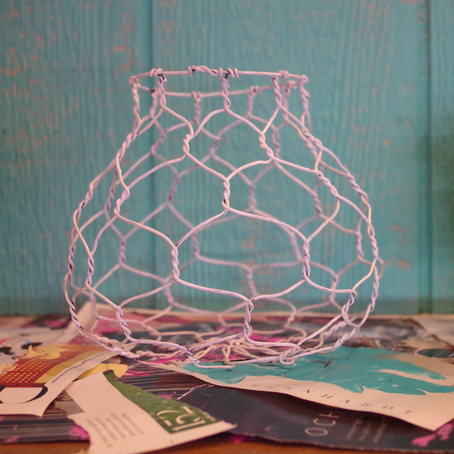 Decorative Wire Basket Vase in Distressed White - Etsy
