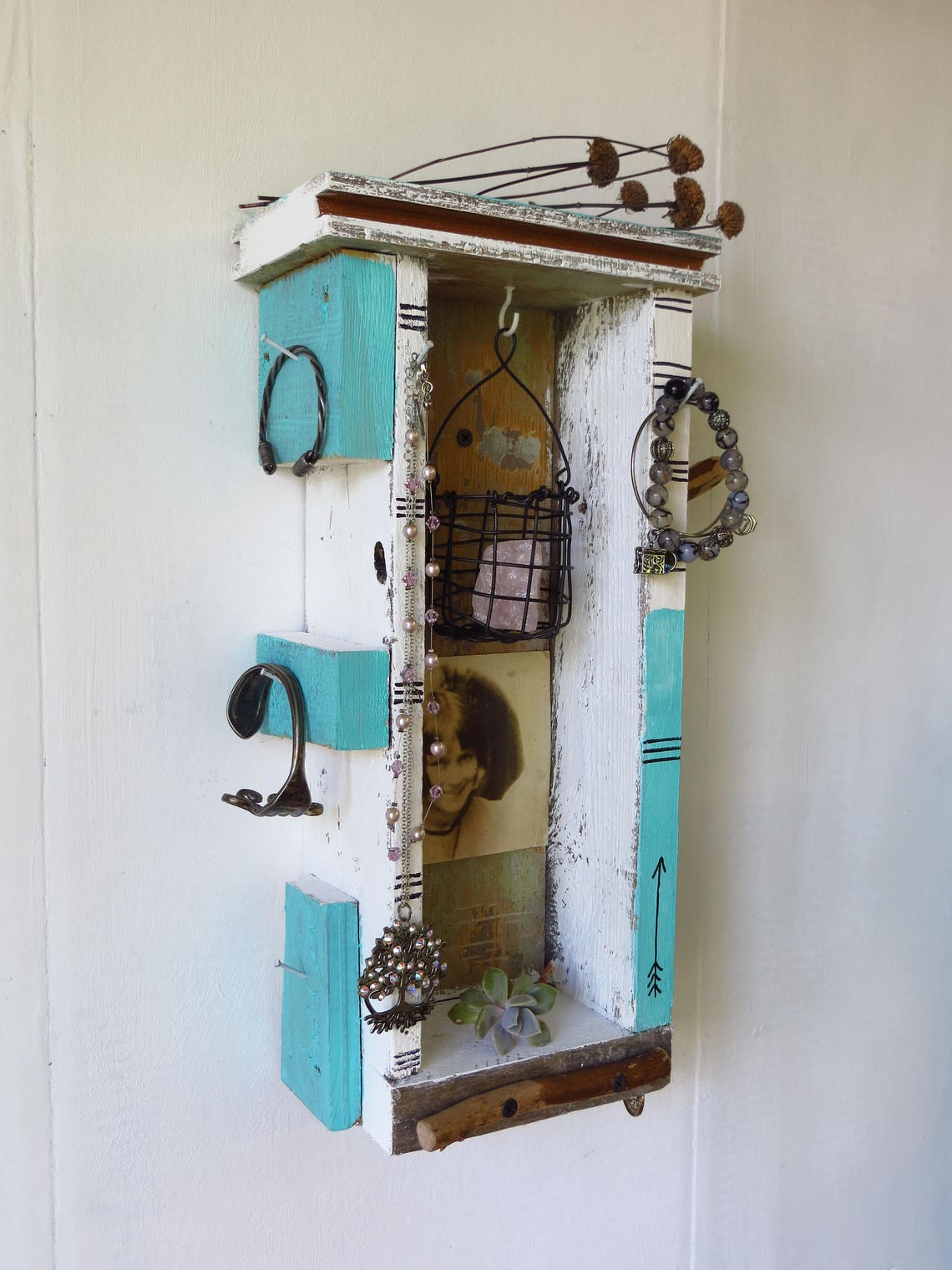 Jewelry Display Boho Wood Shadow Box Wall Hanging | Etsy