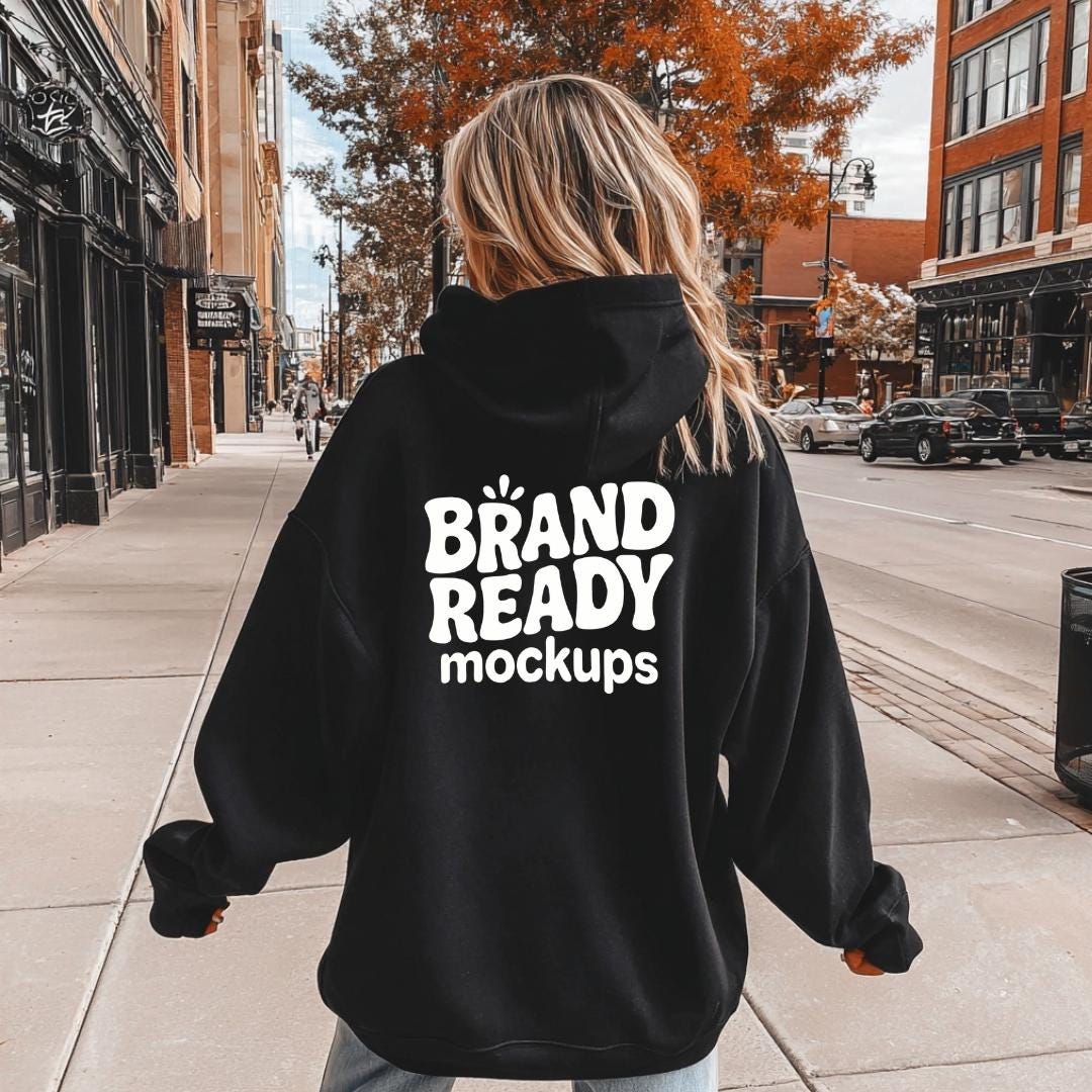 Back of Black Hoodie Mockup | Streetwear Sweatshirt Back View ...