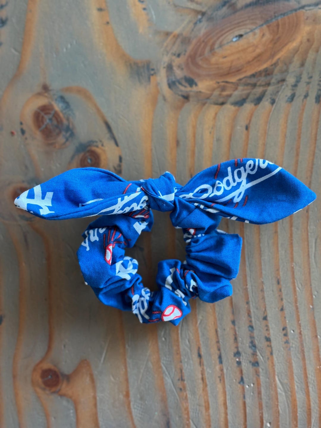 Dodgers Scrunchie: Handmade LA Baseball Hair Tie With Bow - Etsy