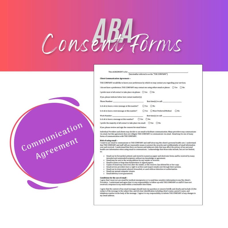 ABA Consent Forms - Etsy
