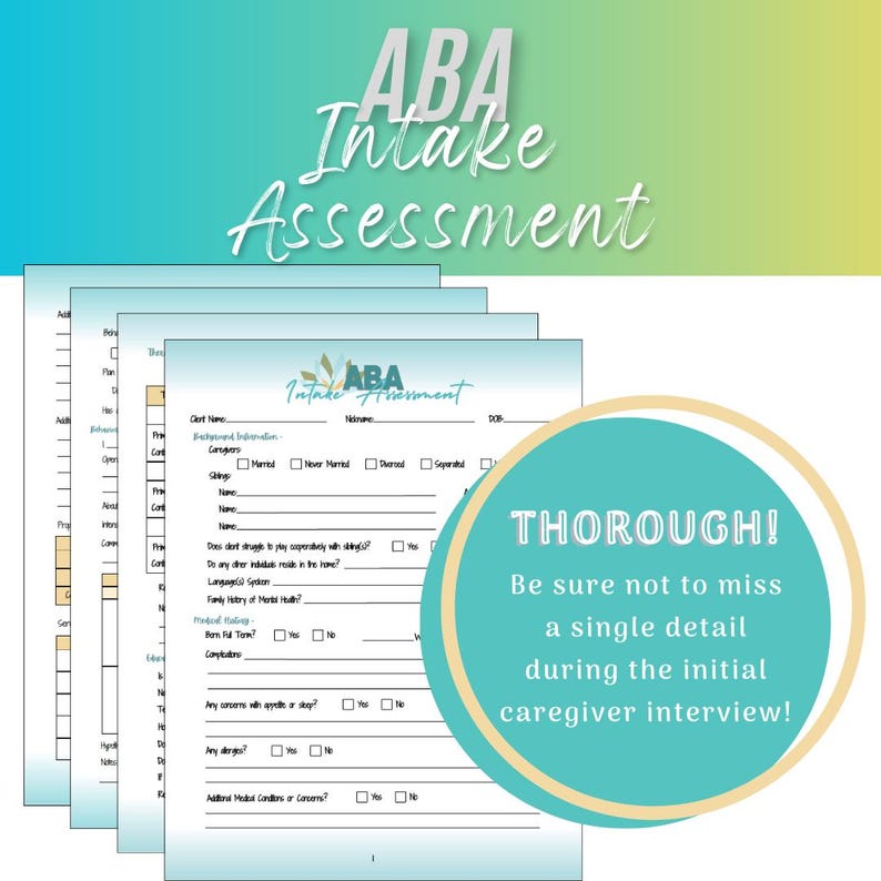 ABA Intake Assessment - Etsy