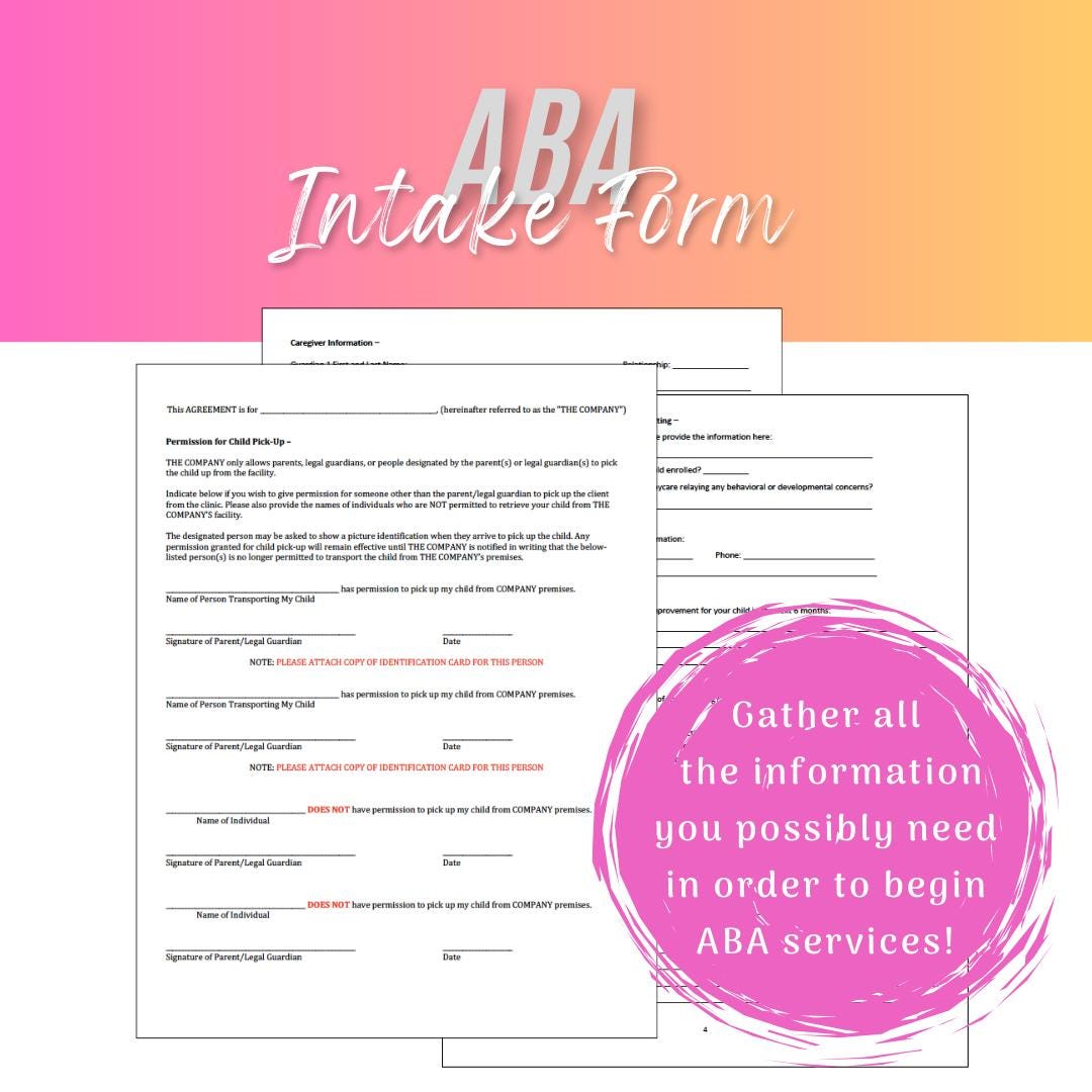 ABA Intake Form - Etsy