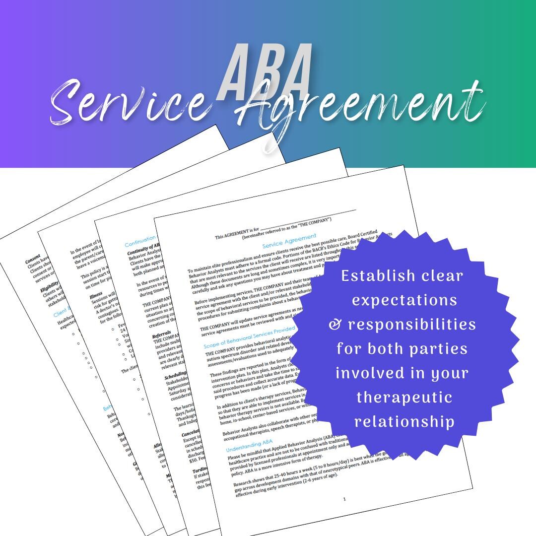 ABA Therapy Service Agreement - Etsy