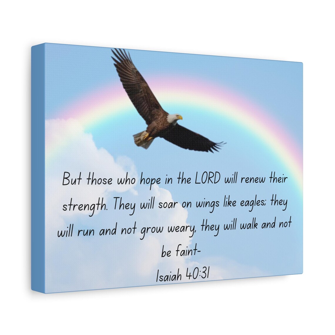 Canvas Art, Isaiah 40:31 Blue Sky Rainbow Eagle Wings Bible Verse ...