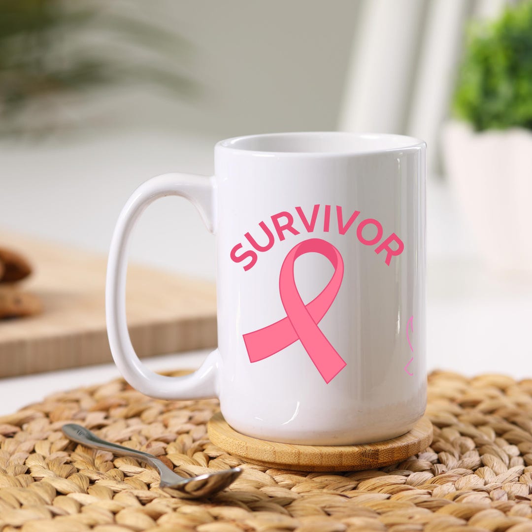 Breast Cancer Survivor Mug: Pink Ribbon Ceramic Cup (15oz) - Etsy