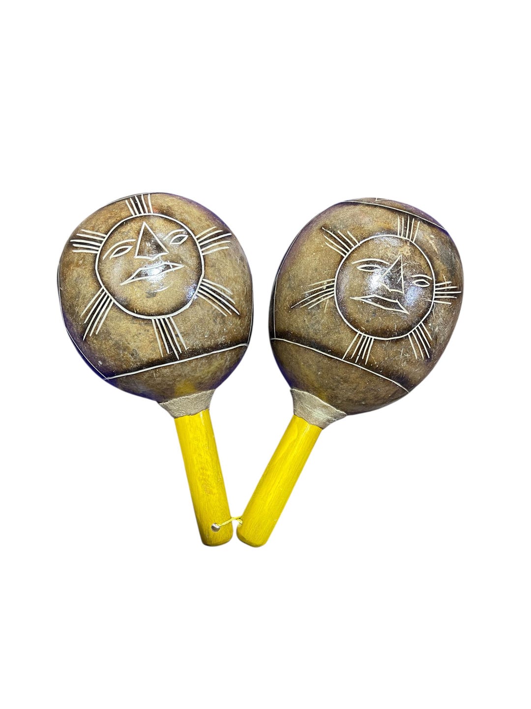 Handmade Bolivian Maracas – Natural Brazil Nut Shell Shakers With Sun ...