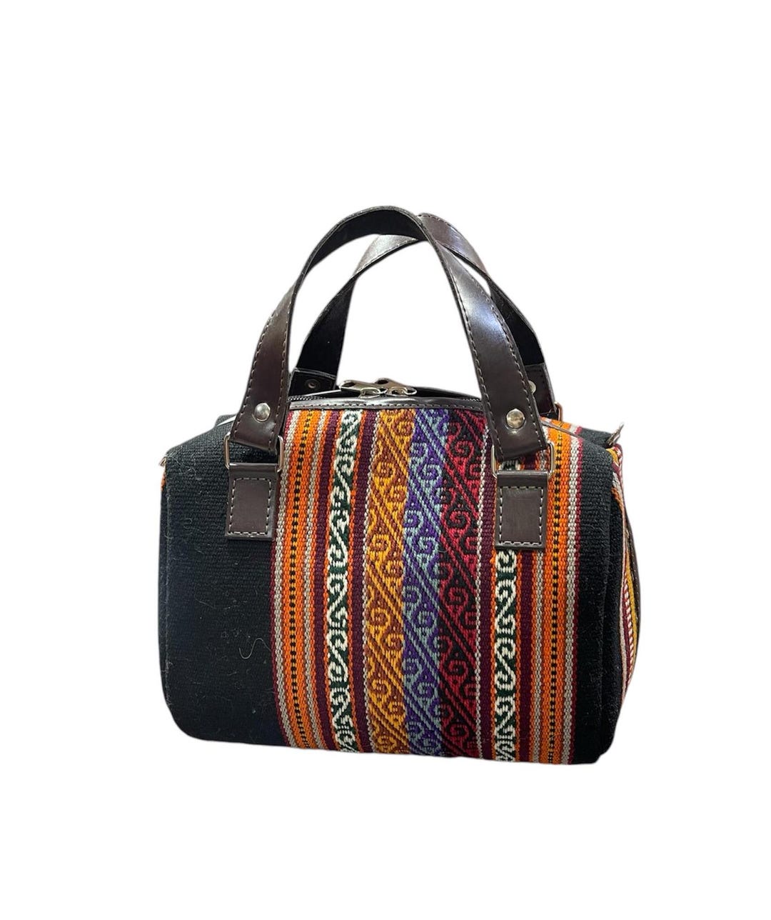 Black Andes Classic Handbag, Handmade Ethnic Bolivian Bag, Colorful ...