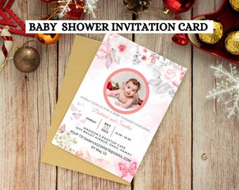 Baby Shower Invitation Card: Floral Theme - Etsy