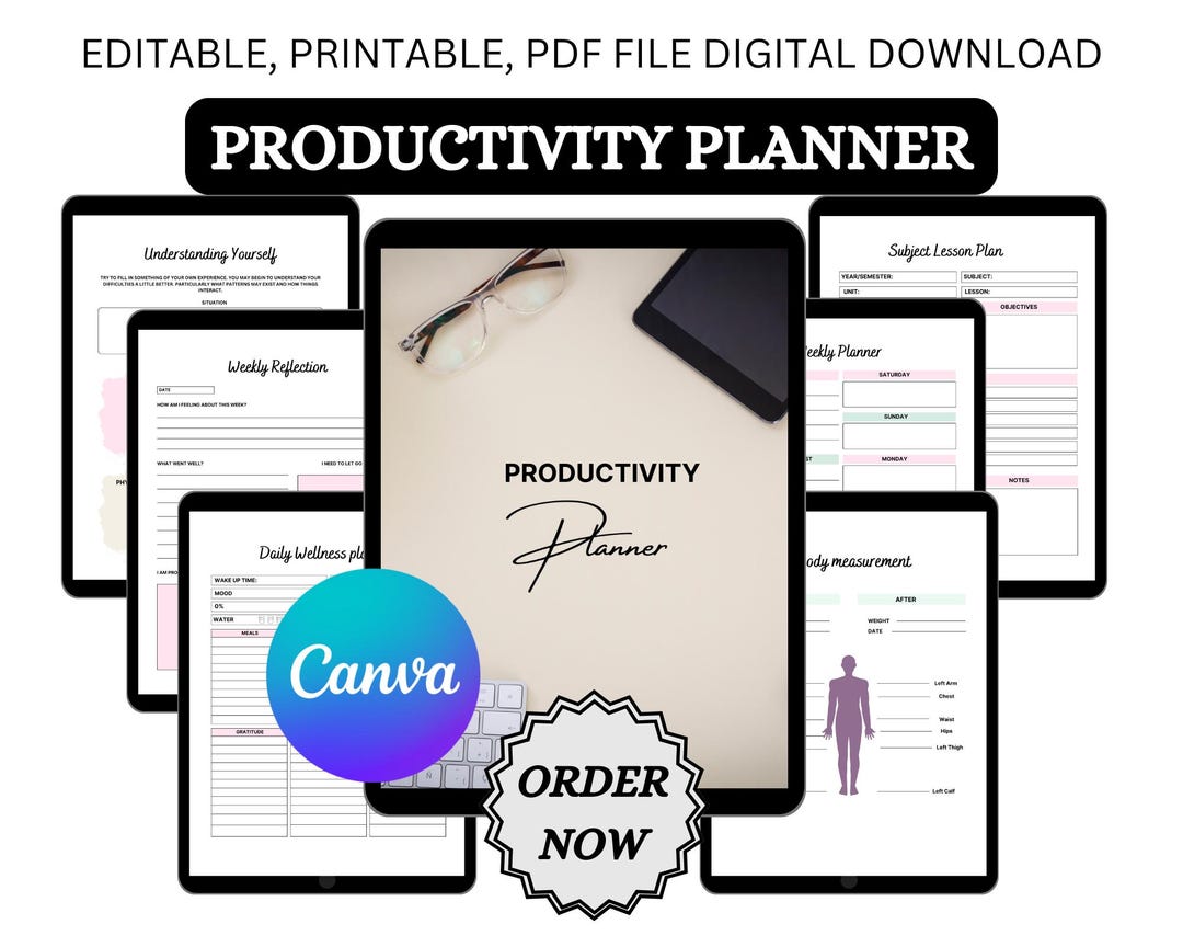 Printable Productivity Planner: Goal Tracker Journal (PDF) - Etsy
