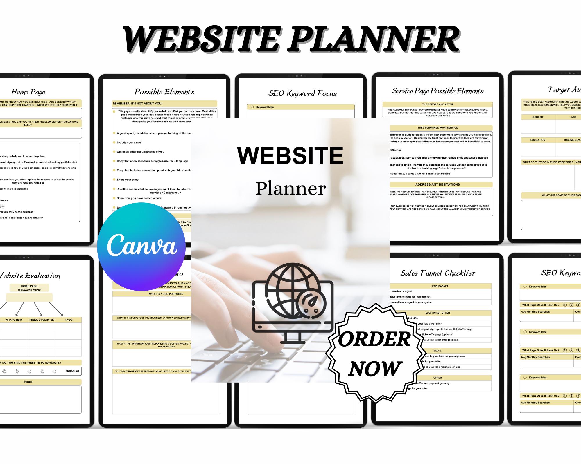 Website Planner Template | Printable Website Planner | Website Planner ...