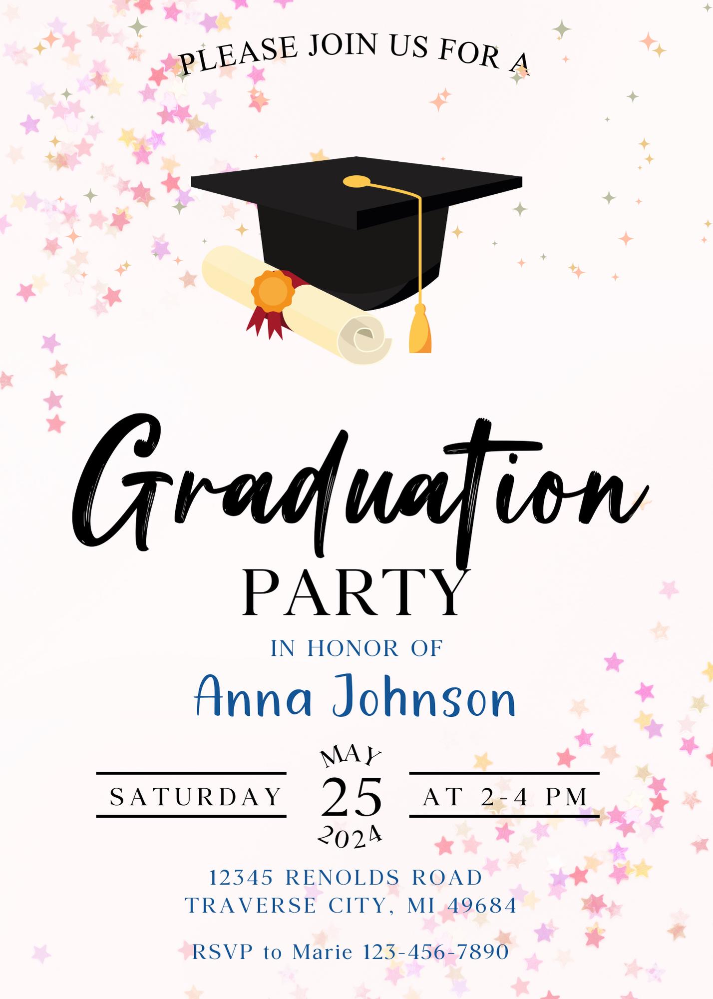 Graduation Party Invitation Template: Editable Electronic Invite - Etsy