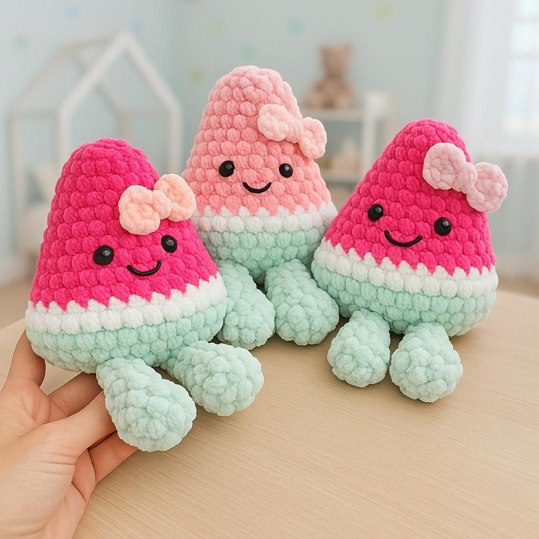 Watermelon Crochet Pattern PDF No Sew Amigurumi Fruit Toy Pattern ...