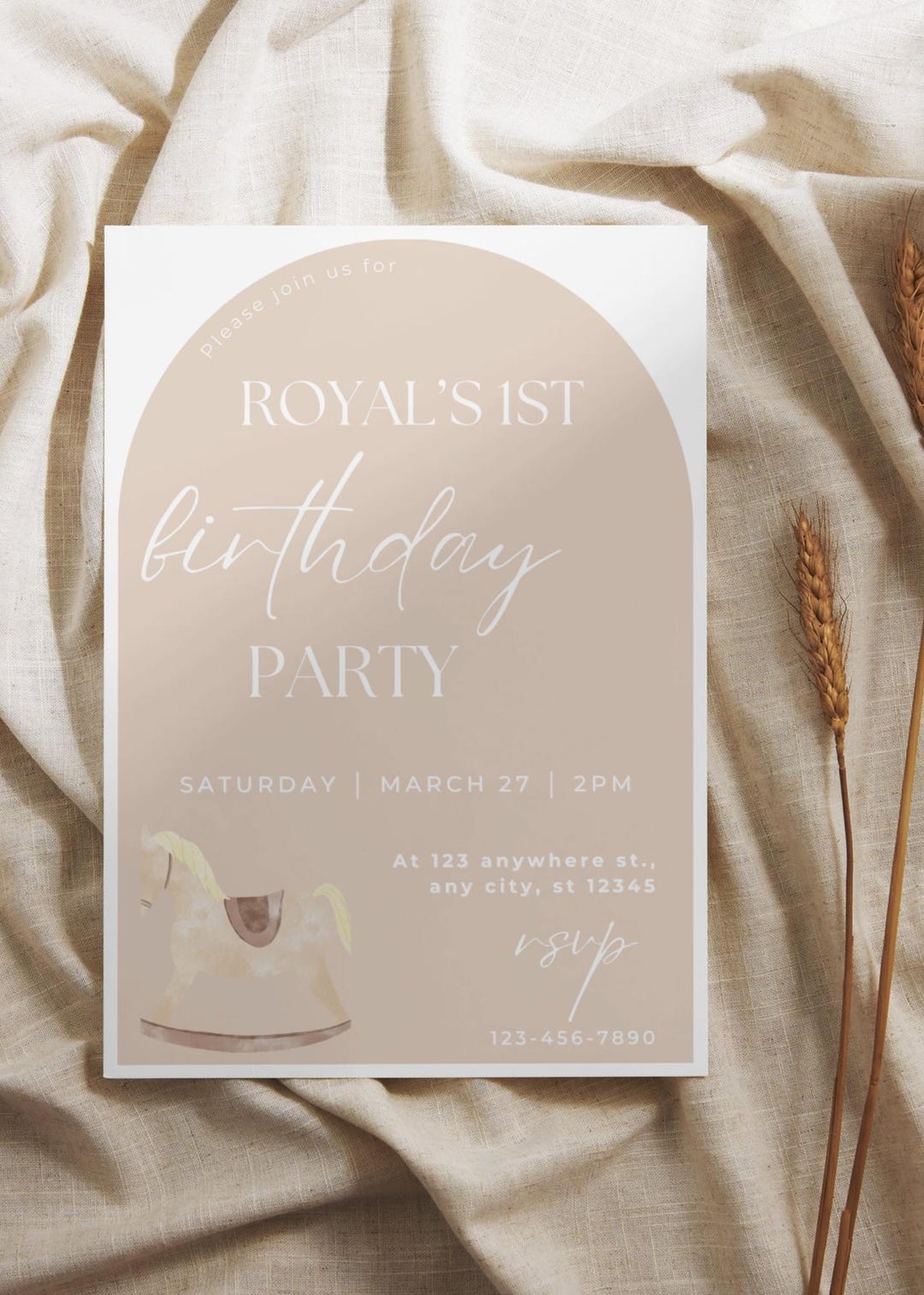 Minimalist 1st Birthday Invitation: Editable Template (digital Download ...