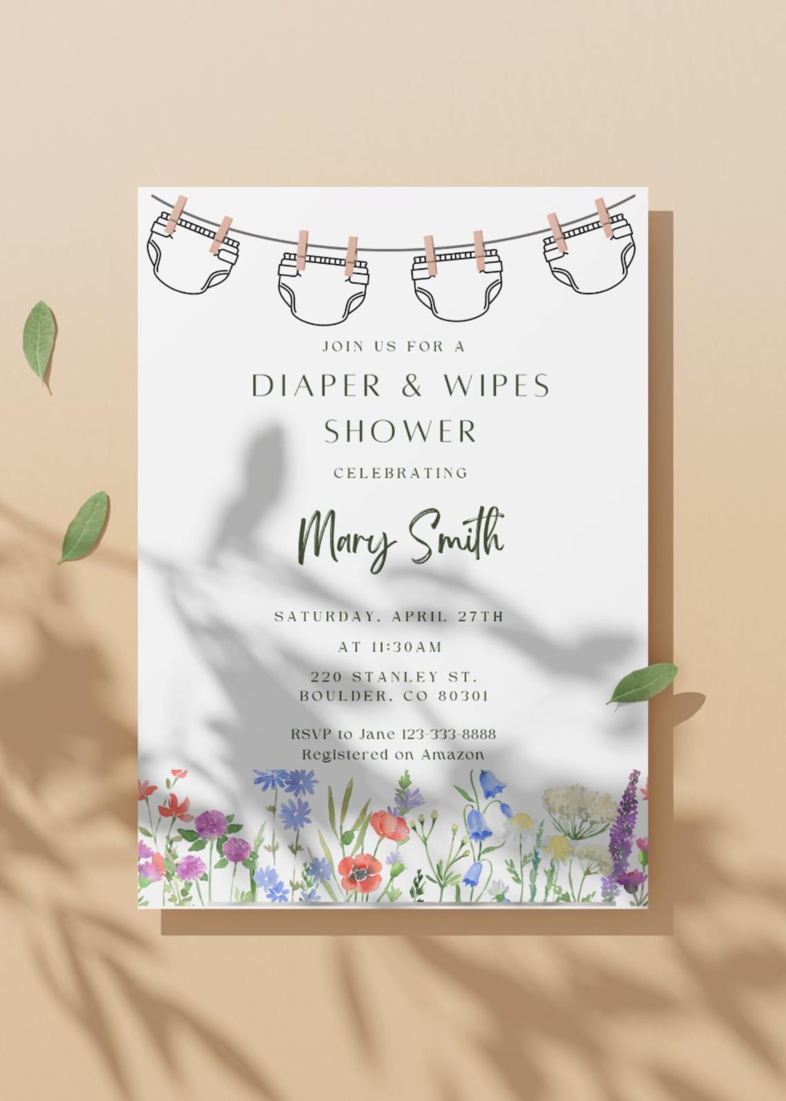 Diapers and Wipes Baby Shower Invitation, Diaper Shower Invite, Baby ...