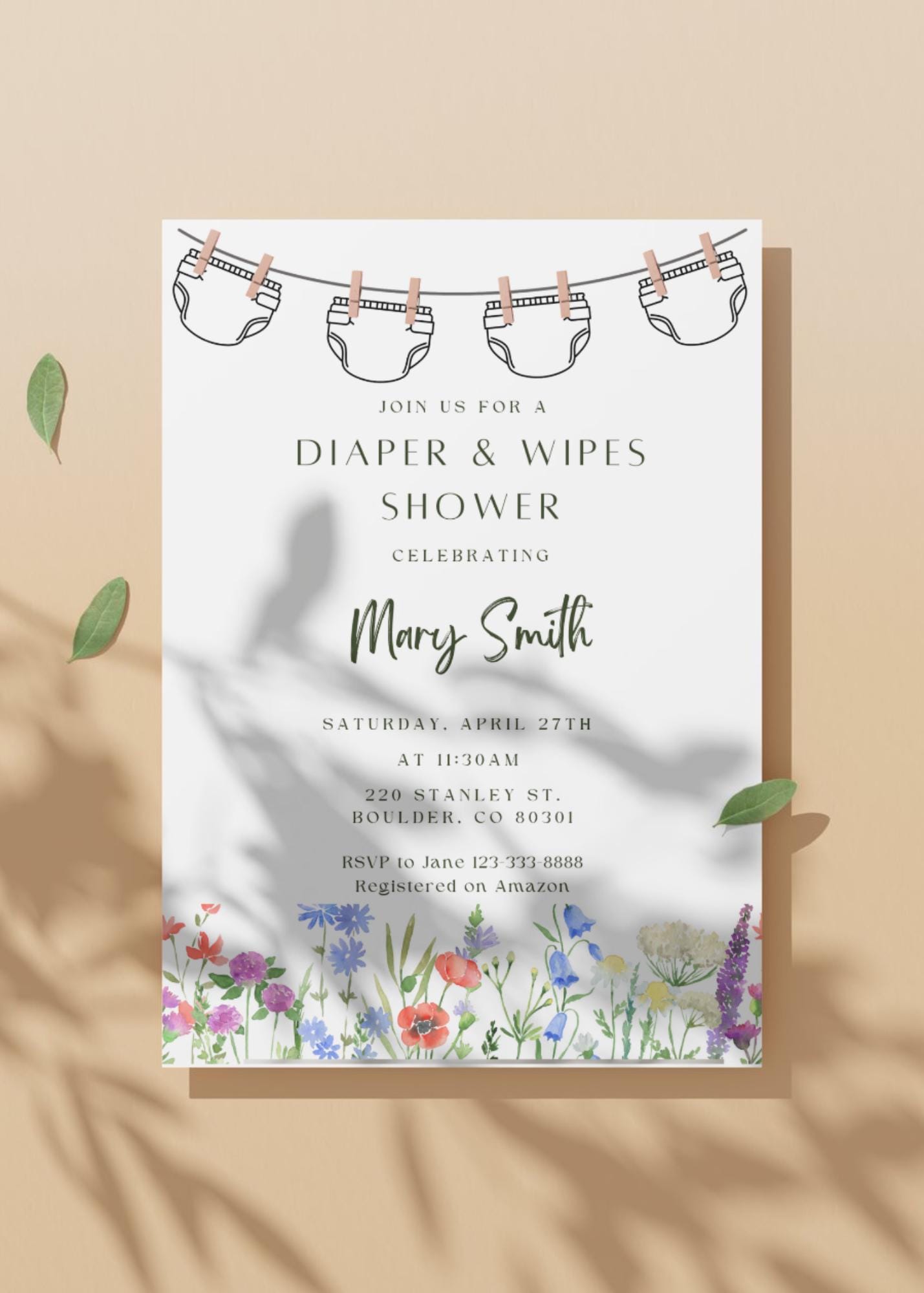 Diapers and Wipes Baby Shower Invitation, Diaper Shower Invite, Baby ...