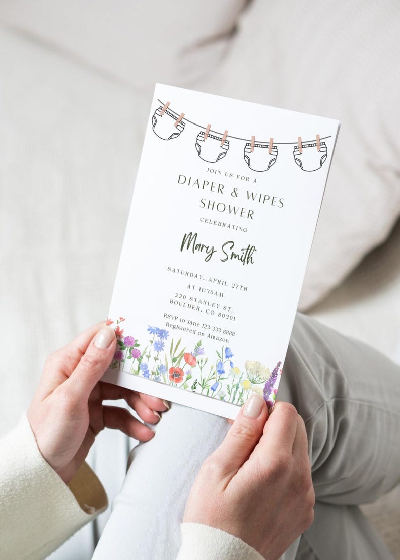 Diaper & Wipes Baby Shower Invitation: Editable Template (digital ...