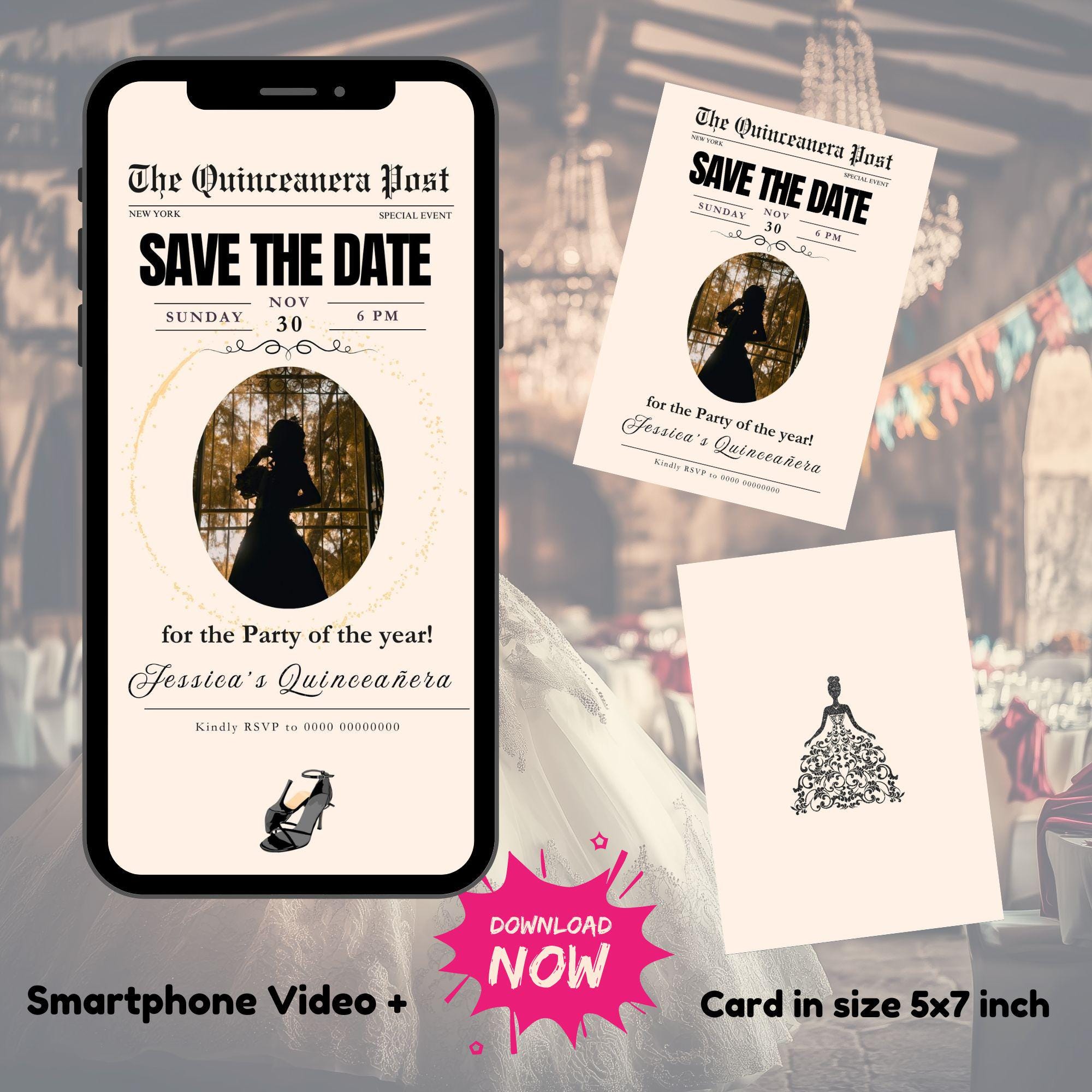 Quinceanera Newspaper Save the Date Video, Newspaper Save the Date ...