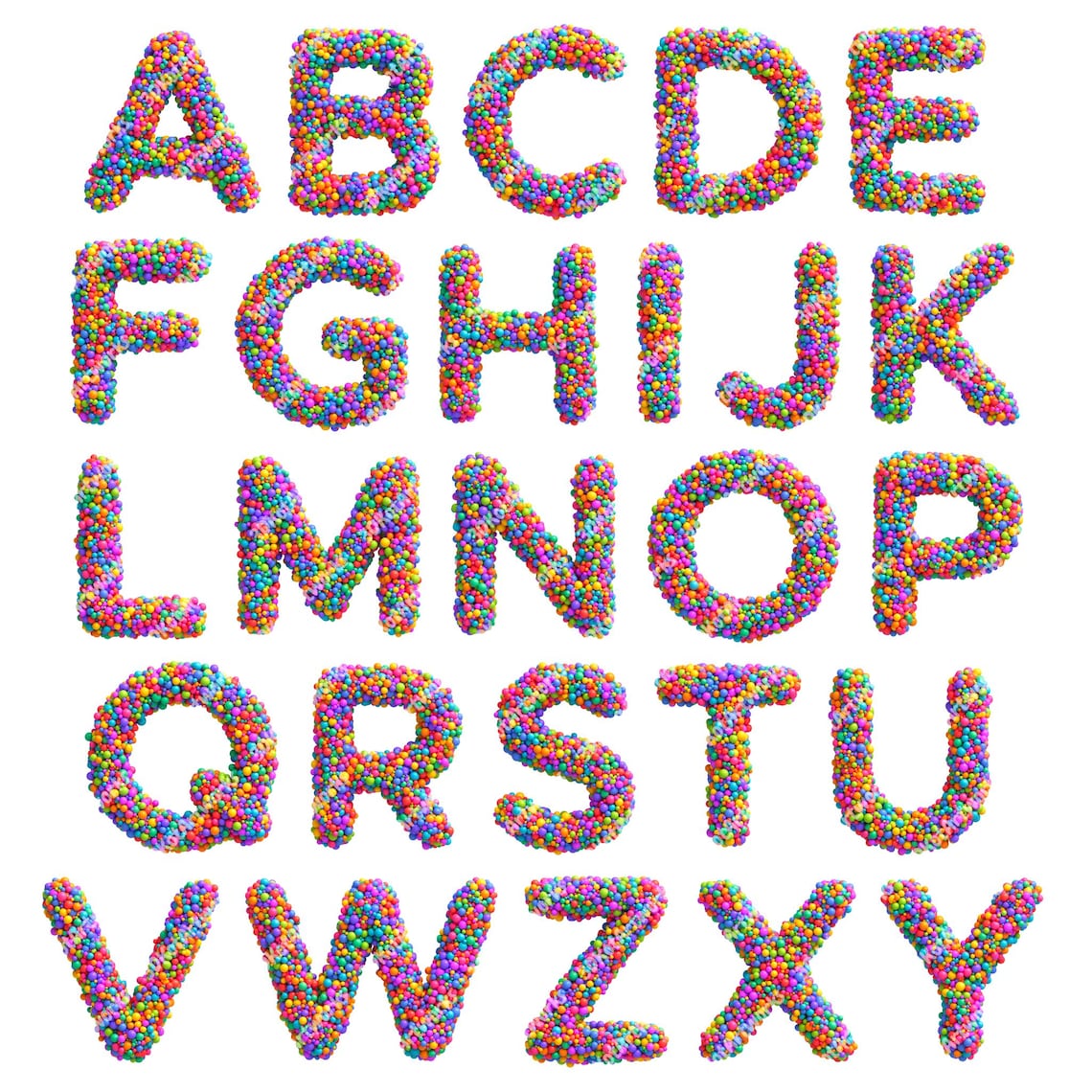 Colorful Balls PNG Alphabet, Letters A-Z, Numbers 0-9, Kids Room Decor ...