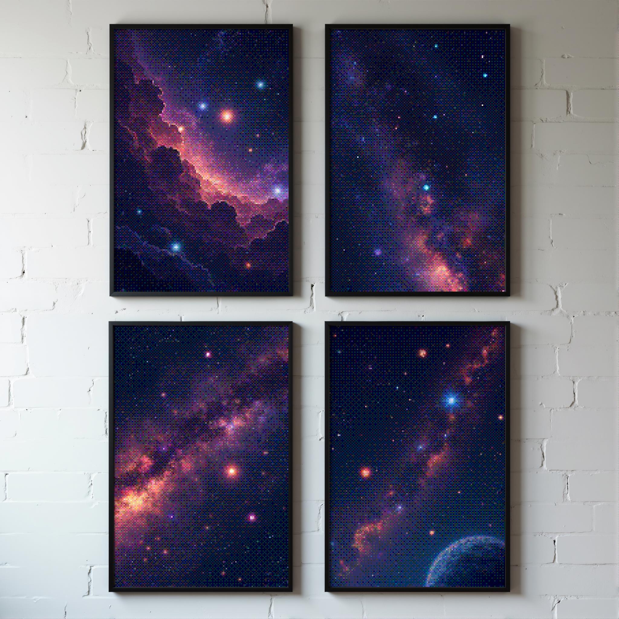 Set of 4 Pixel Art Space Posters, Cosmic Pixel Art Prints, Space Art ...